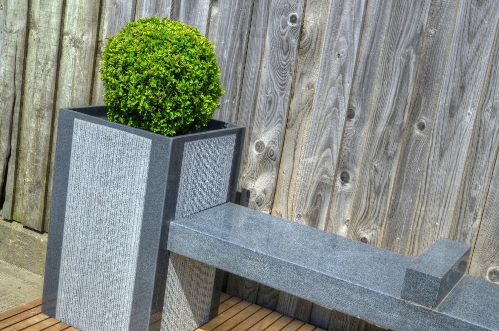 Granite Stratos Planter / Bench - Combination Planter and Bench for ...
